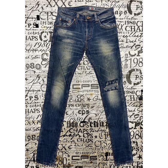 CPS CHAPS JEANS ROCK RECORD 75s BLUE SIZE 28 ของแท้ สภาพใหม่ กางเกงยีนส์ชาย เดฟชาย เดฟผ้ายืด ...