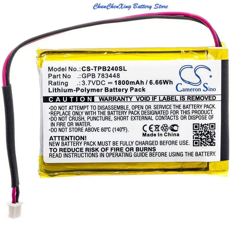 ECMT OrangeYu 1800mAh Battery GPB 783448 for Telex Transmitter PB24ND ...