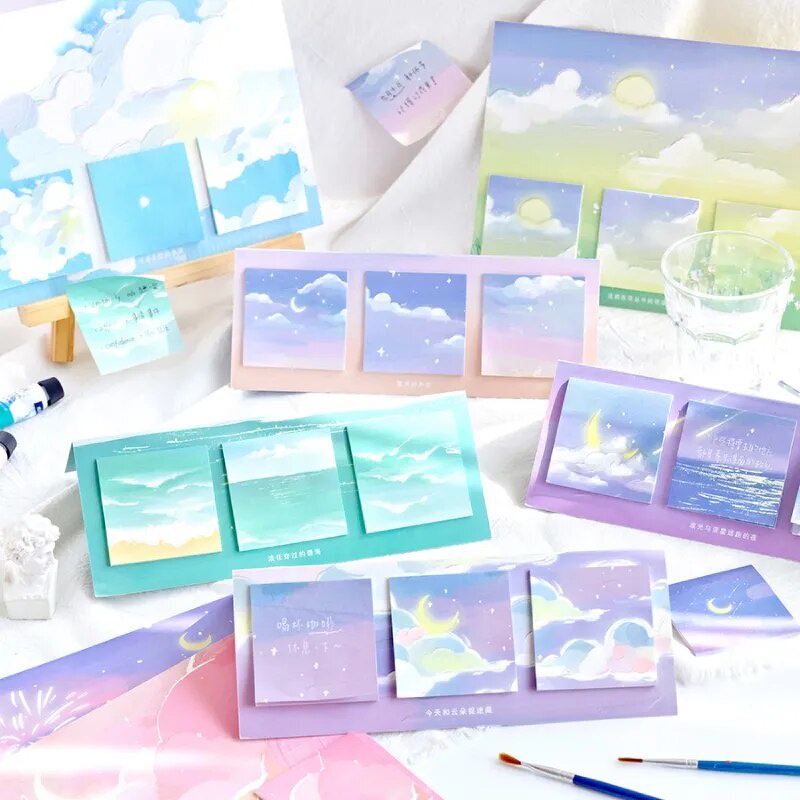 45v Fireworks on Earth Sticky Note and Memo Pad 60 Sheets Sky Sea Moon ...