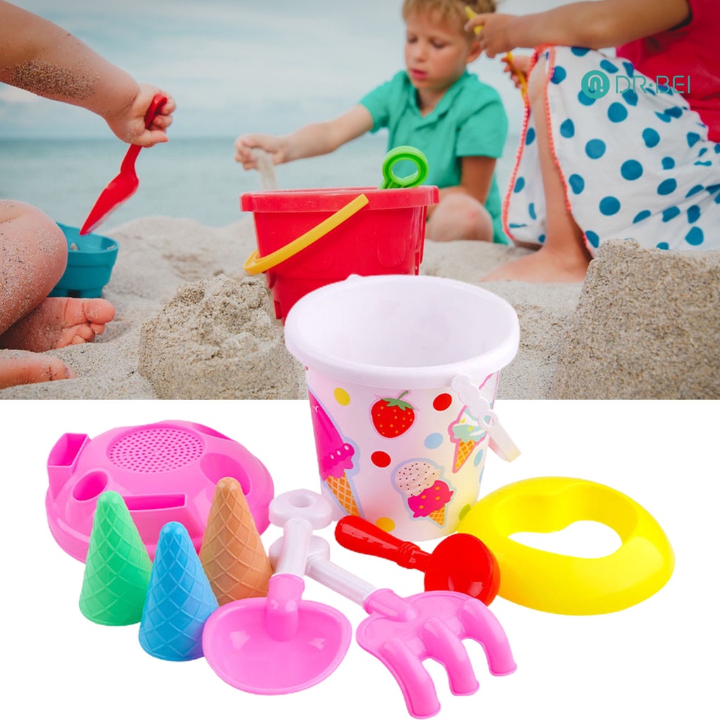 Dr.bei ชุดของเล่นทรายขุดทราย พร้อมถังทราย จับสบาย 8 ชิ้น ต่อชุด | Shopee Thailand