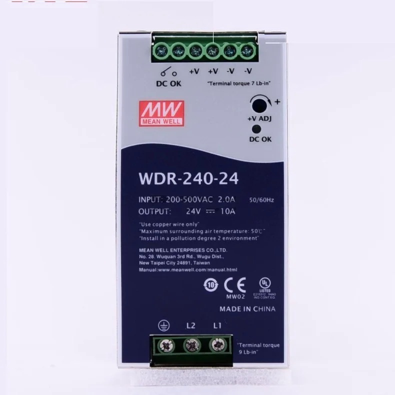 ไต้หวัน MEAN WELL WDR-240 Series Ultra Wide Input Industrial Din Rail 240W Slim Power Supply WDR ...