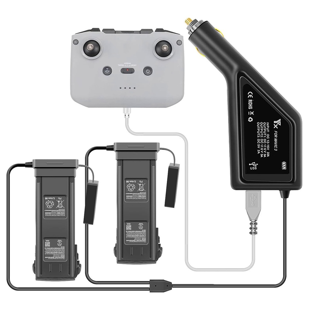 สำหรับ DJI Mavic 3อัจฉริยะแบตเตอรี่ชาร์จ Hub 3 In 1 Car Charger สำหรับ ...
