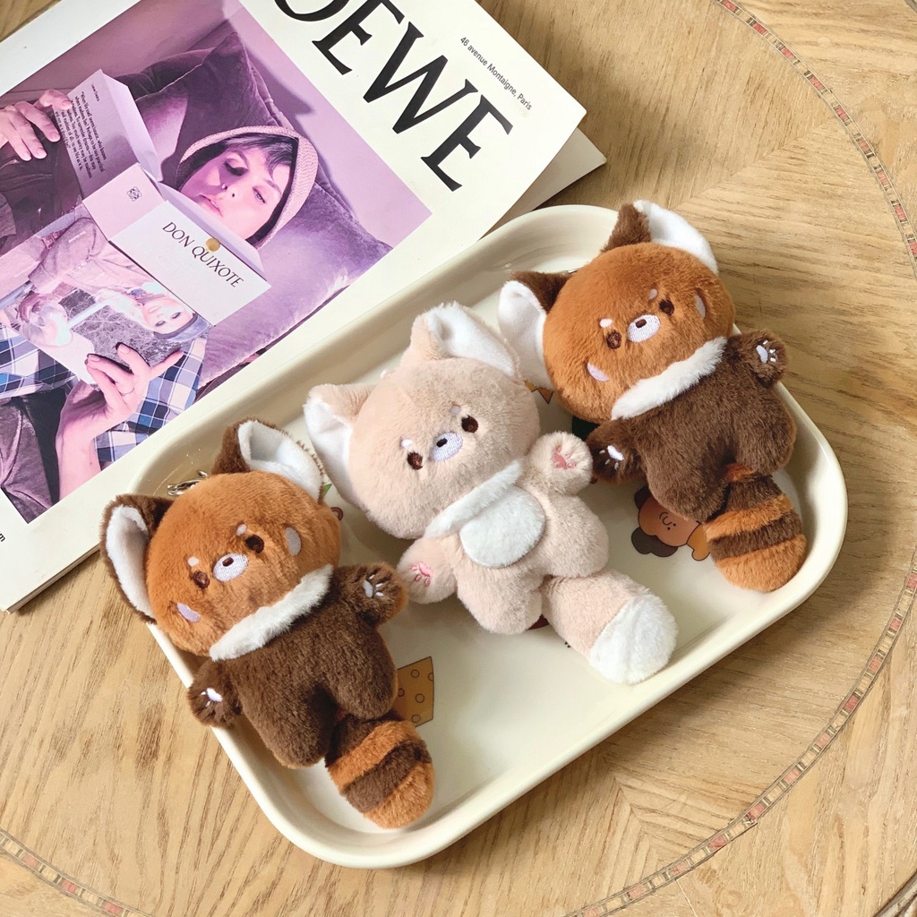 กระเป๋านักเรียน จี้ตุ๊กตาสุนัขจิ้งจอกน่ารัก Dongdong Lab ขนาดเล็ก สีแดง ...