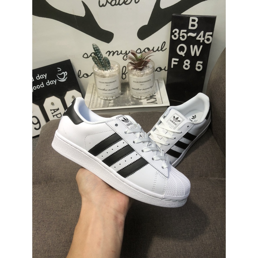 Adidas Originals Superstar รองเท้าวิ่งกันลื่น รองเท้าผ้าใบ Shell Head ...