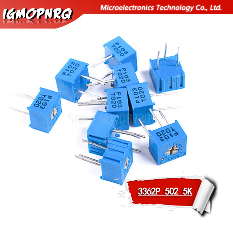 100pcs 3362P-1-502LF 3362P 502 5K Om Fine-Tunning Potentiometer ...