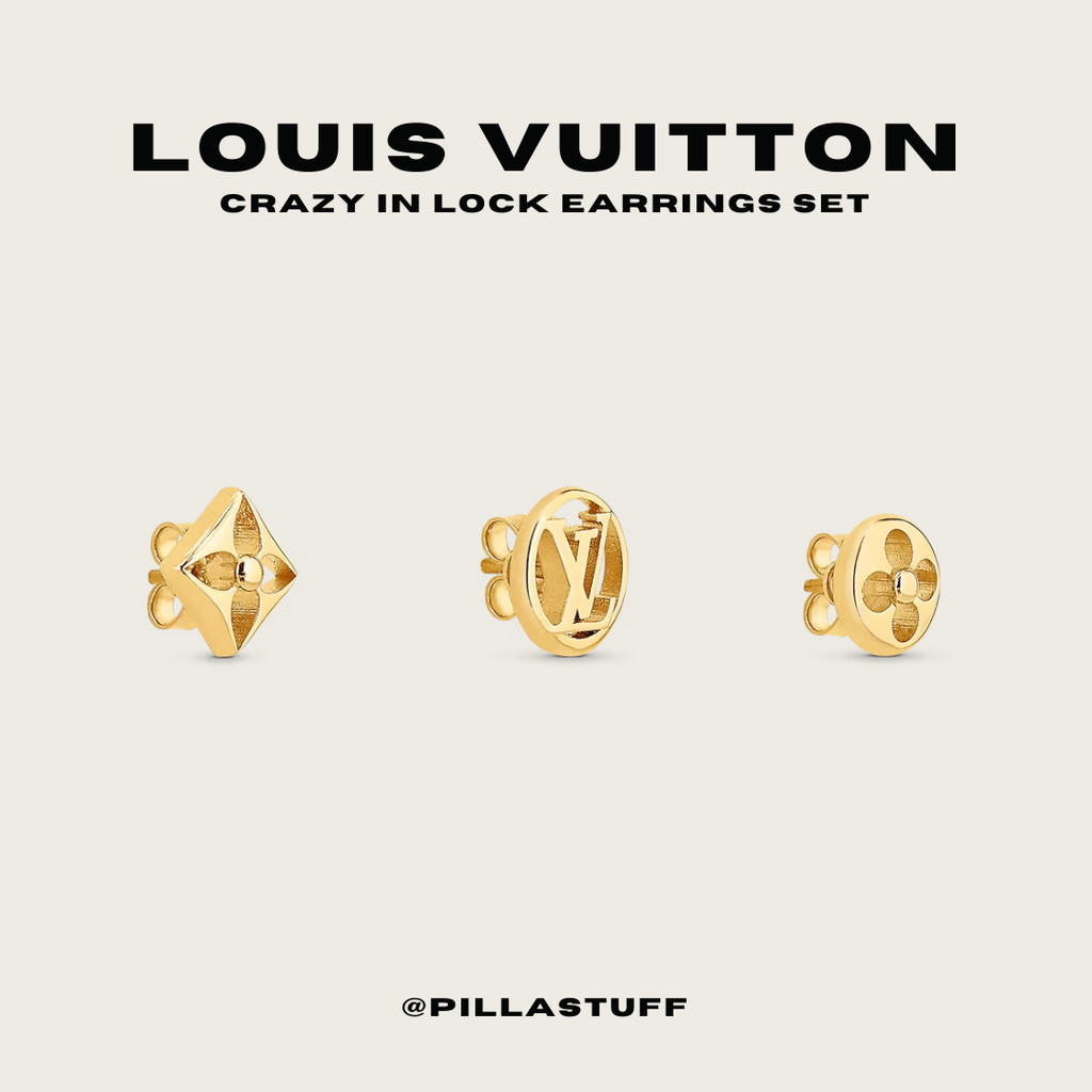 New🔥 Louis Vuitton Crazy in Lock Earrings Set เซ็ตต่างหู3ชิ้น | Shopee ...