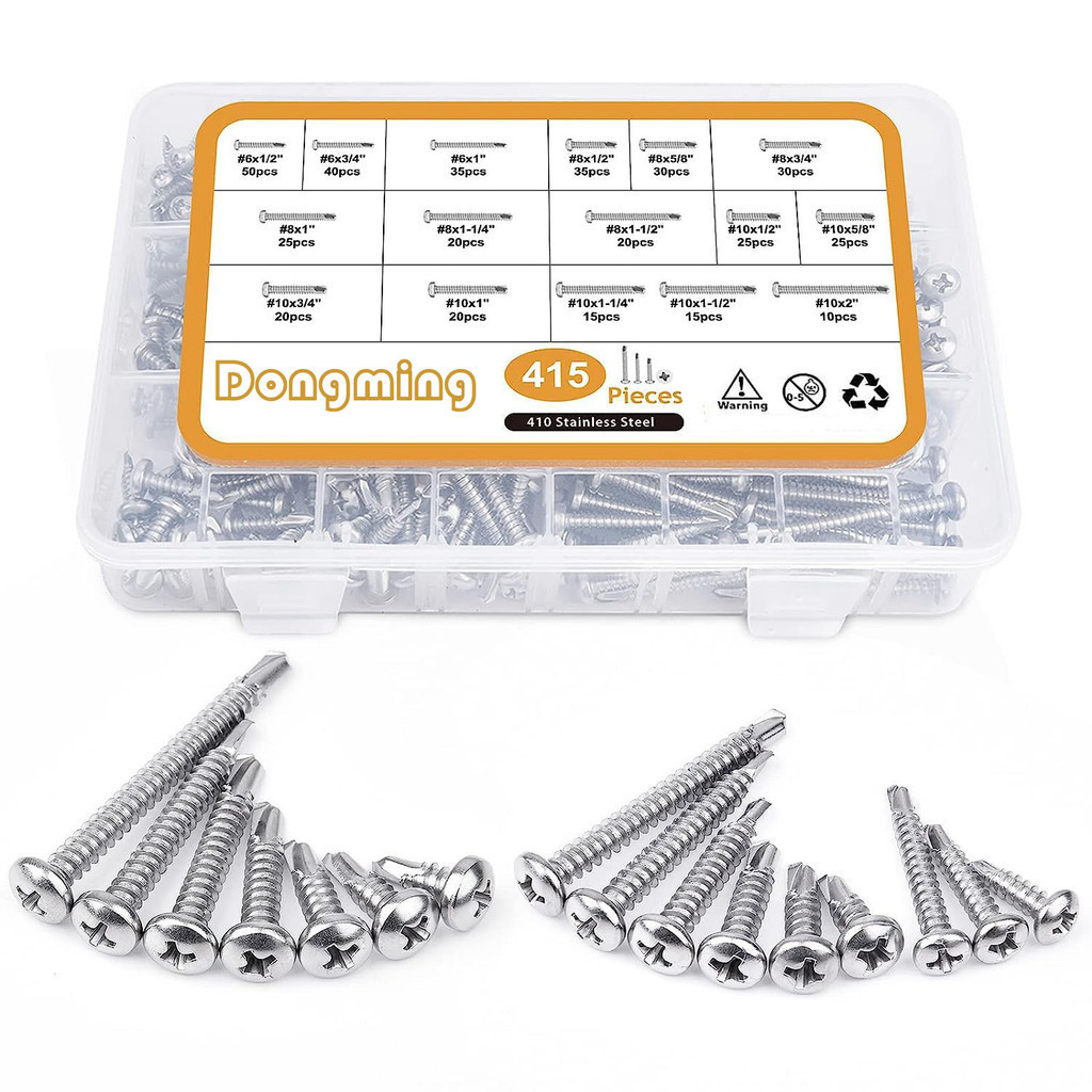 415csCross Coiled Hair Self Drilling Screw Set 410Stainless Steel round ...