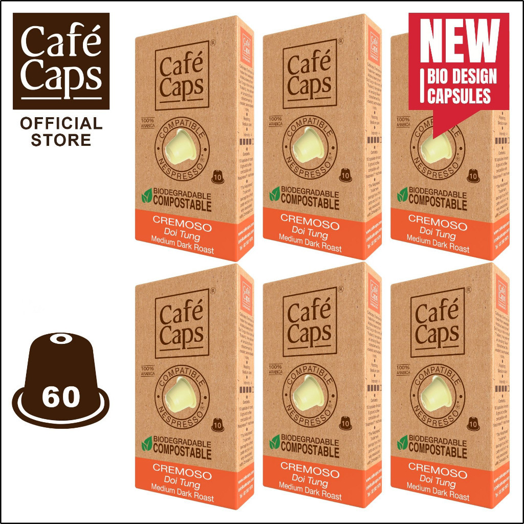 Nespresso Compatible Coffee Capsule Cremoso - Cafecaps (6 Boxes X 10 ...