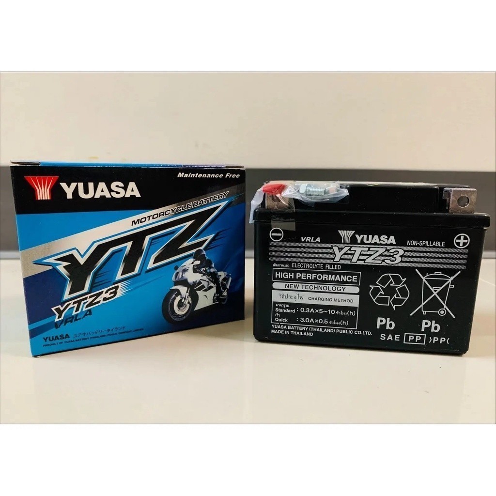 YUASA BATTERY ส่งฟรี! แบตเตอรี่มอเตอร์ไซค์ YUASA YTZ3 Wave100 / Wave ...