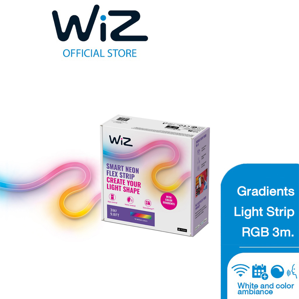 WiZ RGBIC Color Gradient LED Neon Flex Strip 3m วิซไฟเส้นอัจฉริยะ 16 ล้านเฉดสี รุ่น NEON FLEX ...