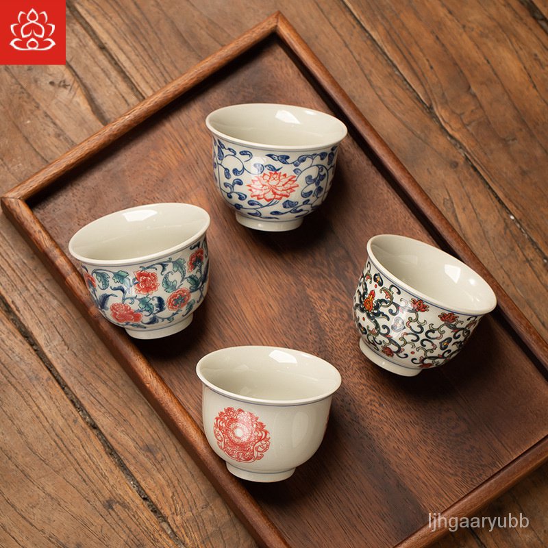 Chinese Zen Master Cup Kung Fu Tea Set Vintage Tea Cup Blue and White ...