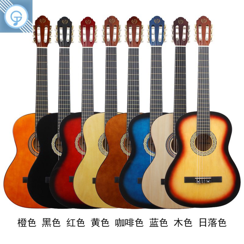 38นิ้วกีตาร์คลาสสิกผู้ใหญ่มือใหม่กีตาร์โปร่งกีตาร์มุมกลมขอบไม้บาสเก็น ...