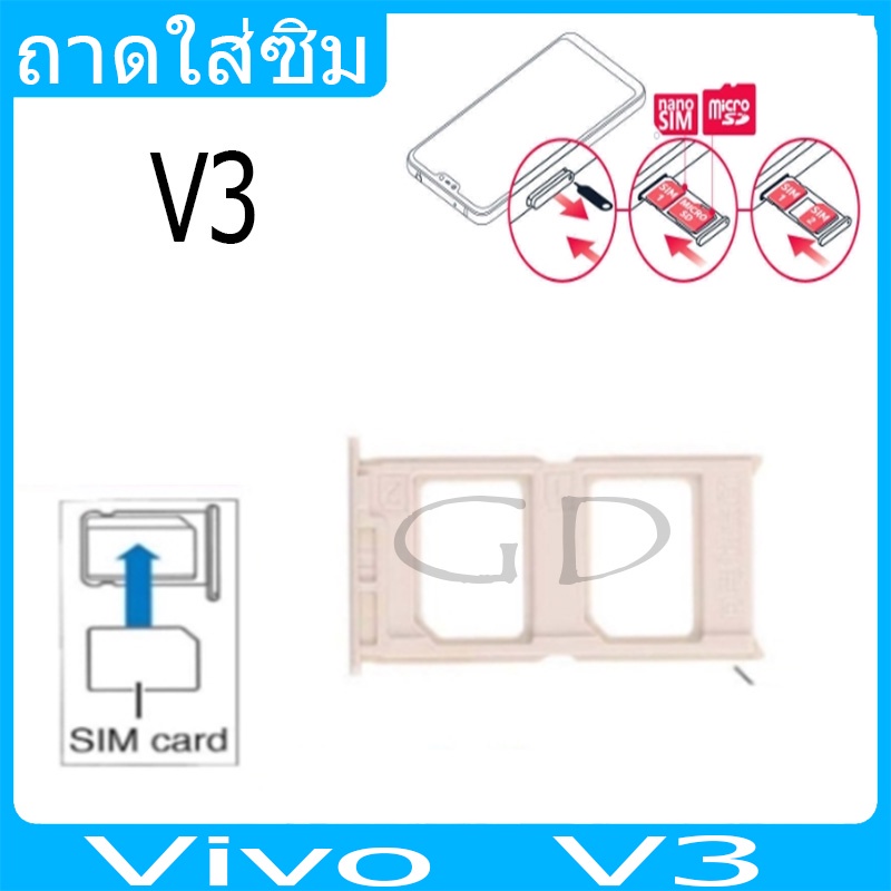 ถาดซิม Vivo V3 ที่ใส่ซิม ตัวใส่ซิม ถาดใส่เมม ถาดใส่ซิม Sim Vivo V3 ...