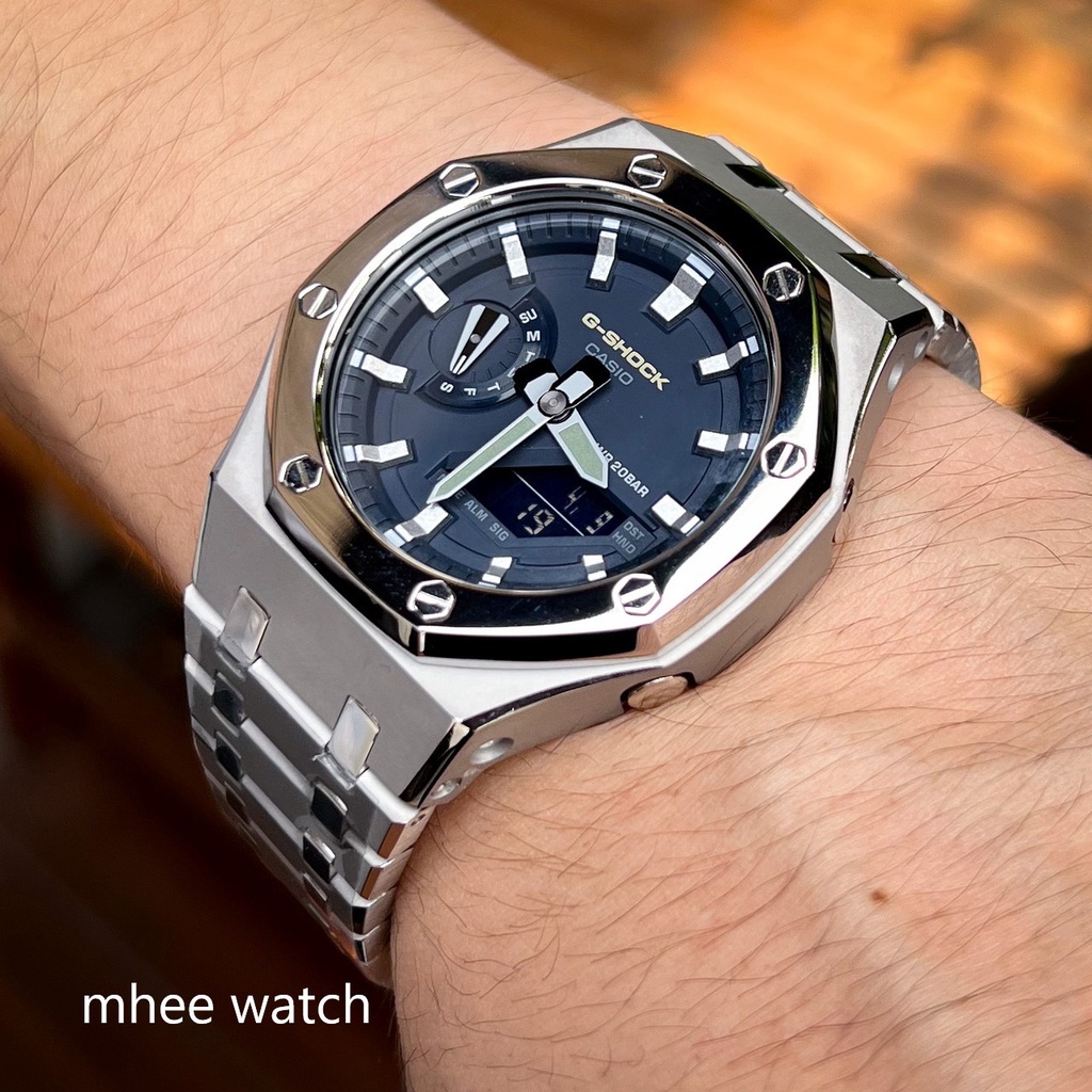 G-Shock Mod AP Style Navy Blue Silver Dial with Steel Bracelet | Shopee ...