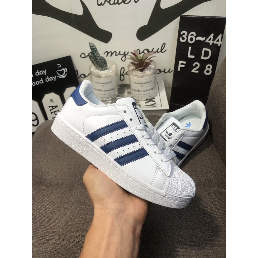 Adidas Originals Superstar รองเท้าวิ่งกันลื่น รองเท้าผ้าใบ Shell Head ...
