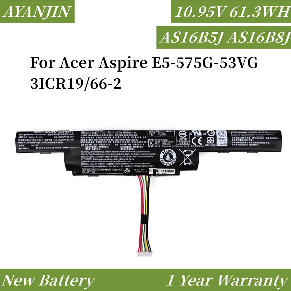 ใหม่ AS16B8J AS16B5J 10.95V 61.3WH แบตเตอรี่แล็ปท็อปสำหรับ Acer Aspire ...