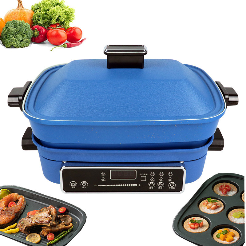 Multi Cooker - Electric Frying Pan with grill Non-Stick Surface and ...