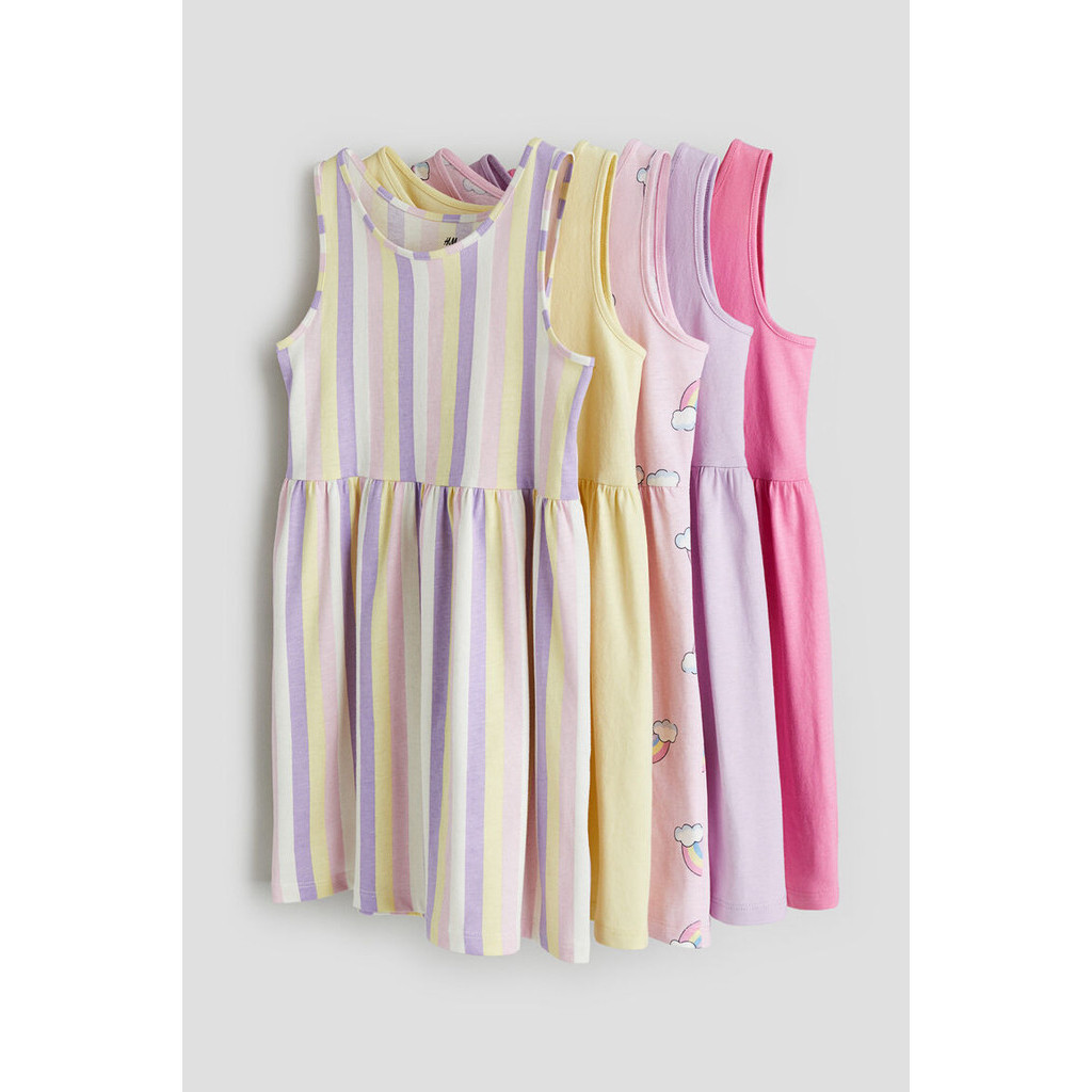 H&M Girl 5-pack cotton jersey dresses 1036719_5 | Shopee Thailand