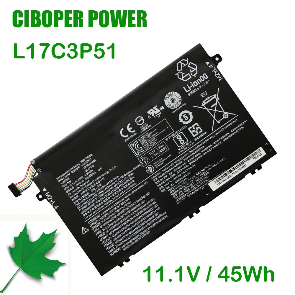 CP แบตเตอรี่แล็ปท็อป L17C3P51 11.1V 45Wh สำหรับ ThinkPad E480 E580 E485 ...