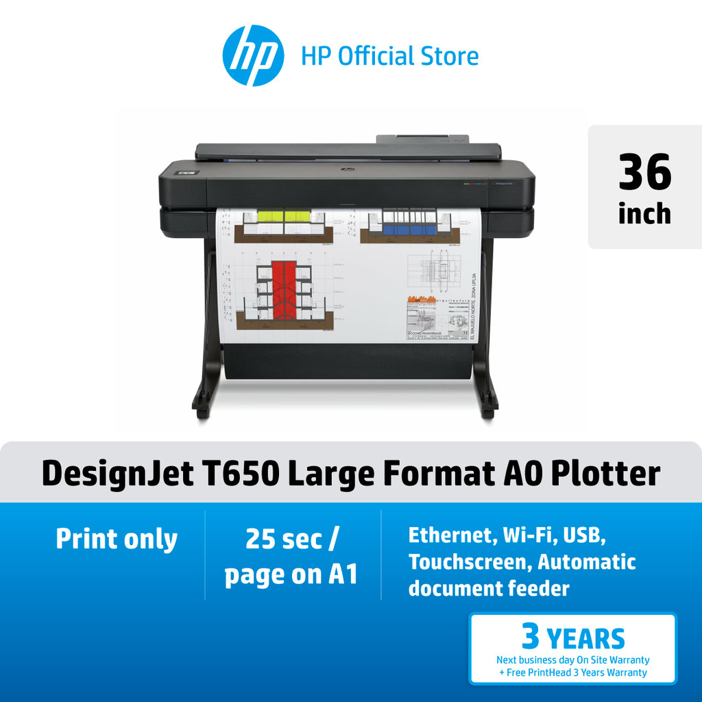 HP DesignJet T650 24-inch Large Format A1 Plotter Printer | Shopee Thailand