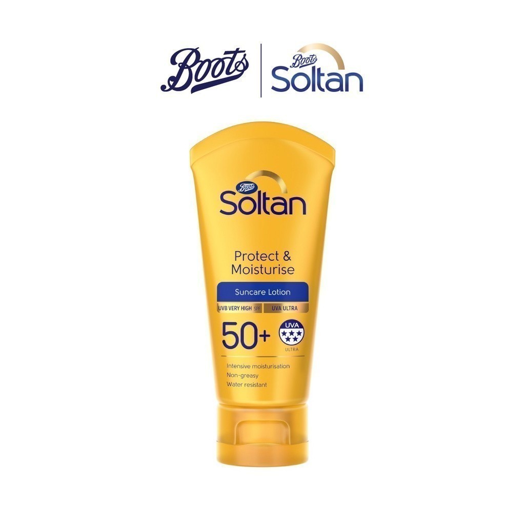 BOOTS SOLTAN บู๊ทส์ โซลแทน โพรเท็ค แอนด์ มอยส์เจอร์ไรซ์ ซันแคร์ โลชั่น ...