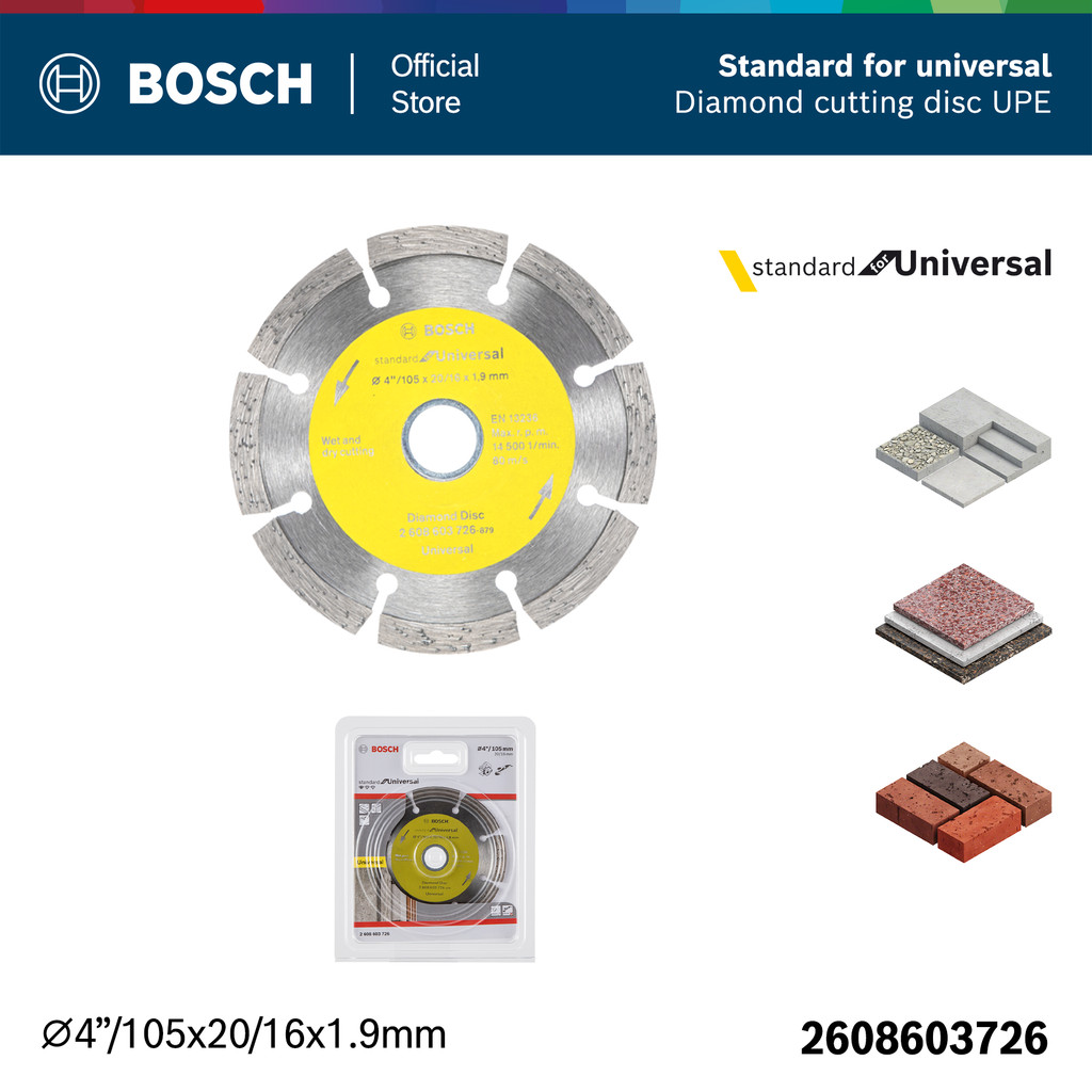 BOSCH ใบตัดเพชร 4 นิ้ว Standard for Universal รหัสสินค้า 2608603726 ...