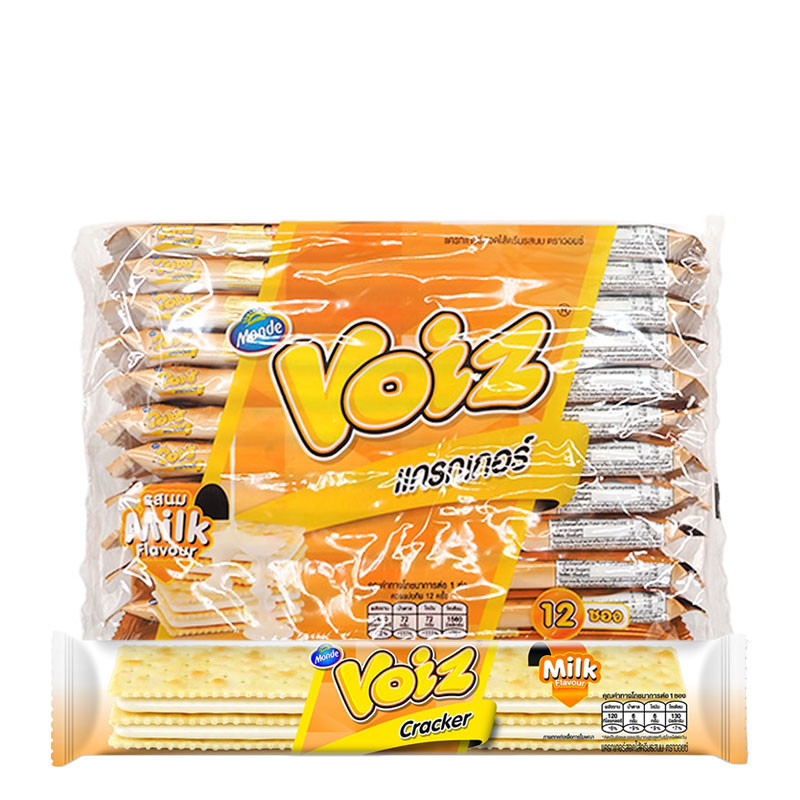 วอยซ์ แครกเกอร์สอดไส้ครีมรสนม 24 ก. 12 ชิ้น (VOIZ Milk Cracker 24 g 12 pcs) | Shopee Thailand