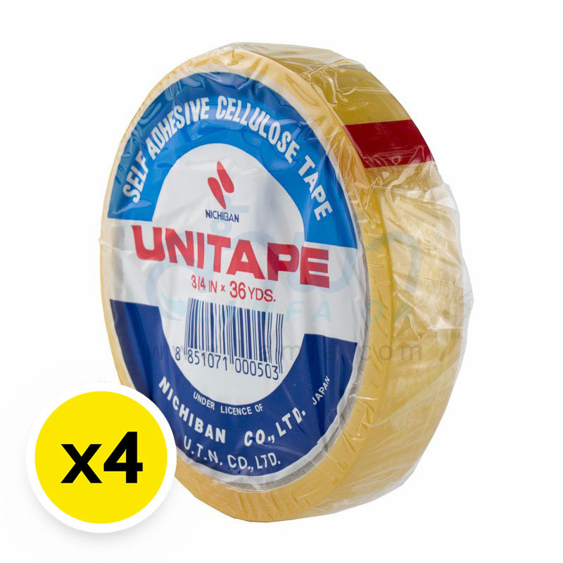 ยูนิเทป เทปใสเซลลูโลส กาวยาง แกนเล็ก แพ็ค 4 ม้วน UNITAPE Clear Tape 3/4" 36 yds x 4 | Shopee ...
