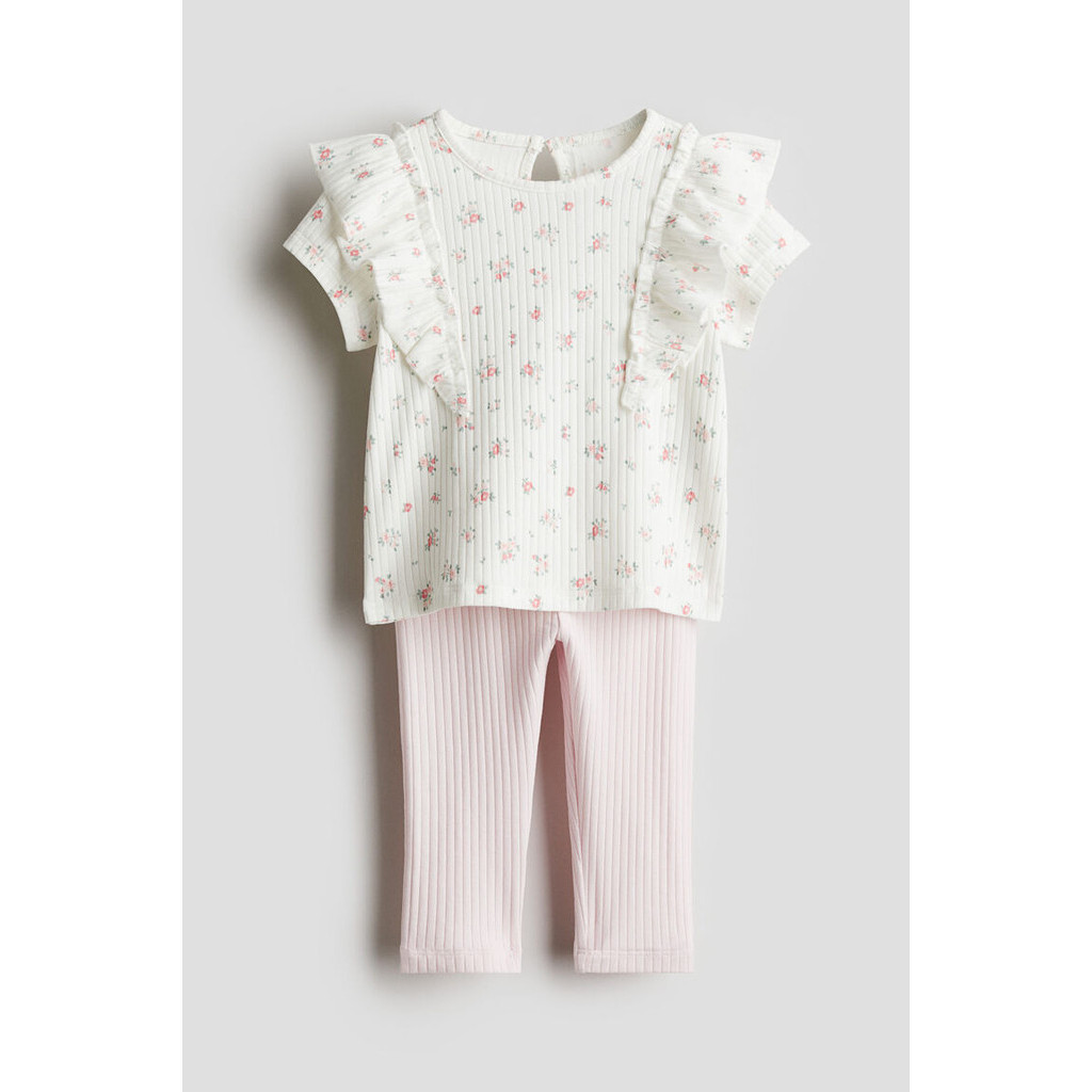 H&M Girl 2-piece jersey top and leggings set 1220067_2 | Shopee Thailand