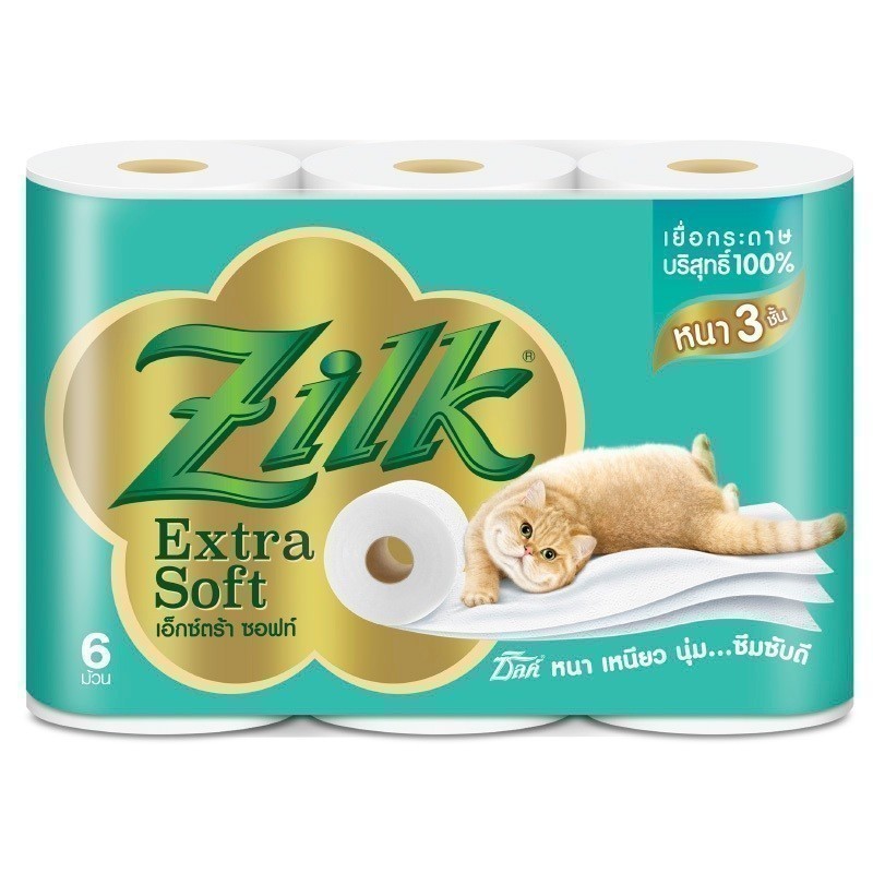 ZILK ซิลค์เอ็กซ์ตร้าซอฟท์กระดาษชำระหนา3ชั้นแพค 6ม้วน [8850046100606] | Shopee Thailand