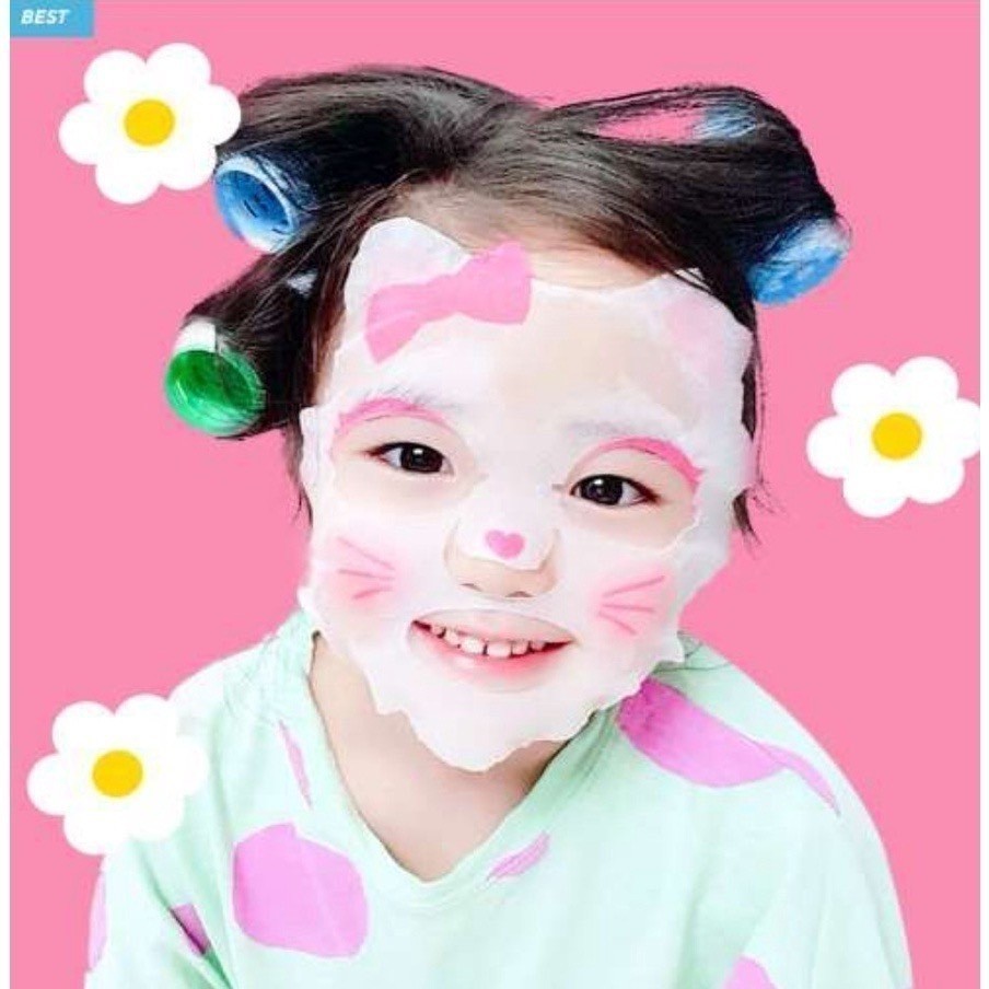 มาส์กหน้าเด็ก เส้นใยธรรมชาติ Pink Princess Pinky Coco Cat Mask ไม่มี ...