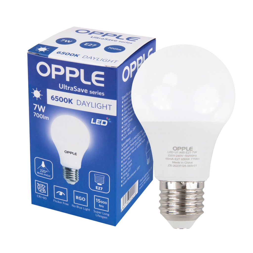 OPPLE หลอดไฟ LED E27 7W Daylight รุ่น LEDUSA60 | Shopee Thailand
