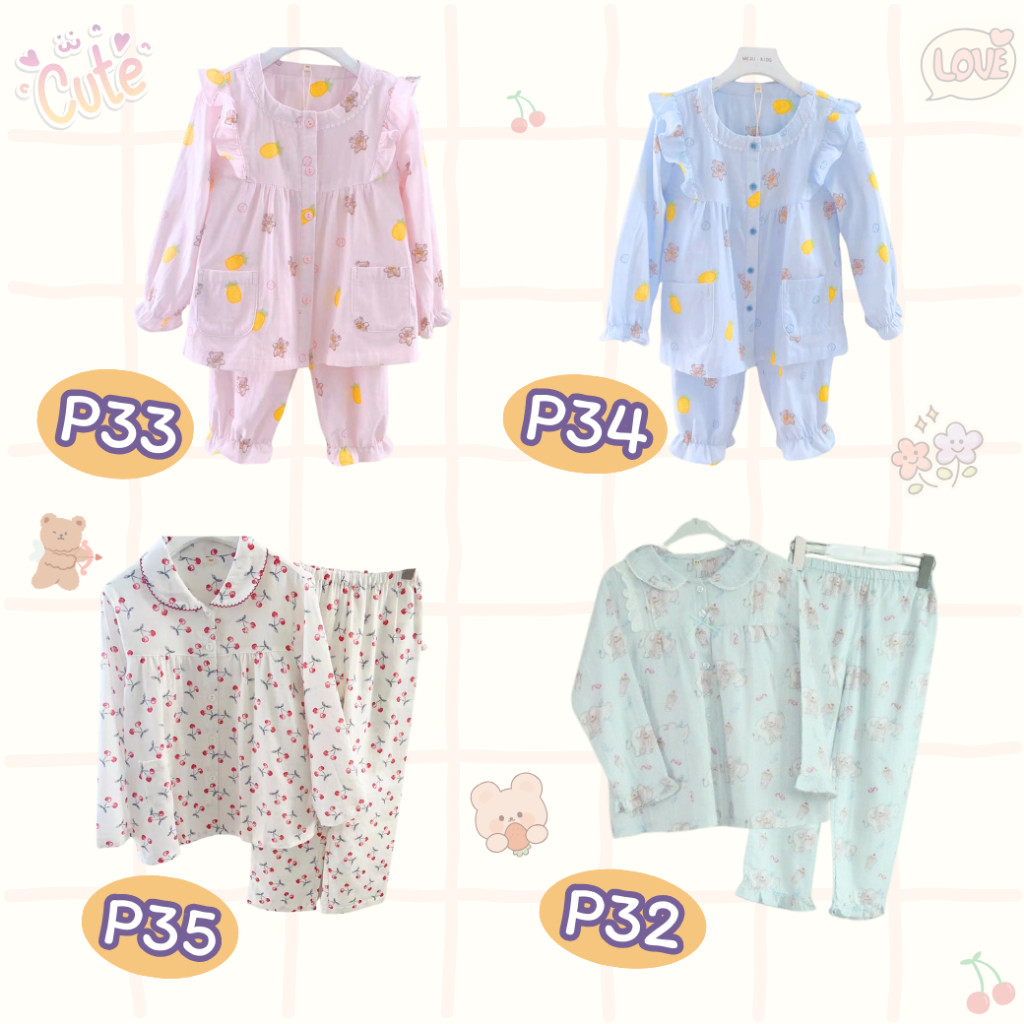 ชุดนอน Muslin Kid ผ้ามัสลิน (P32 P33 P34 P35 P37) | Shopee Thailand