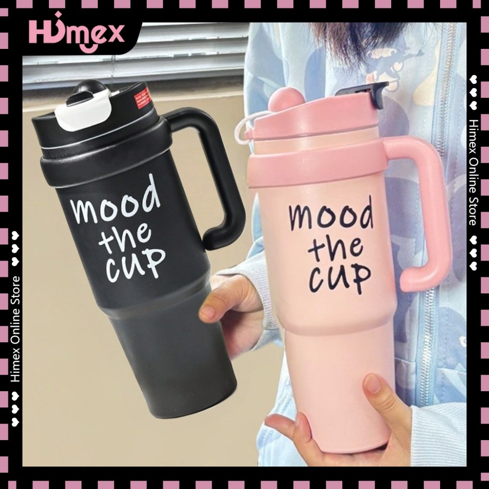 Himex แก้วเก็บความเย็น แบบใหม่มีที่จับ หูหิ้ว แก้วกาแฟ แก้วสแตนเลส304 900ml เก็บความเย็นนาน 24 ...