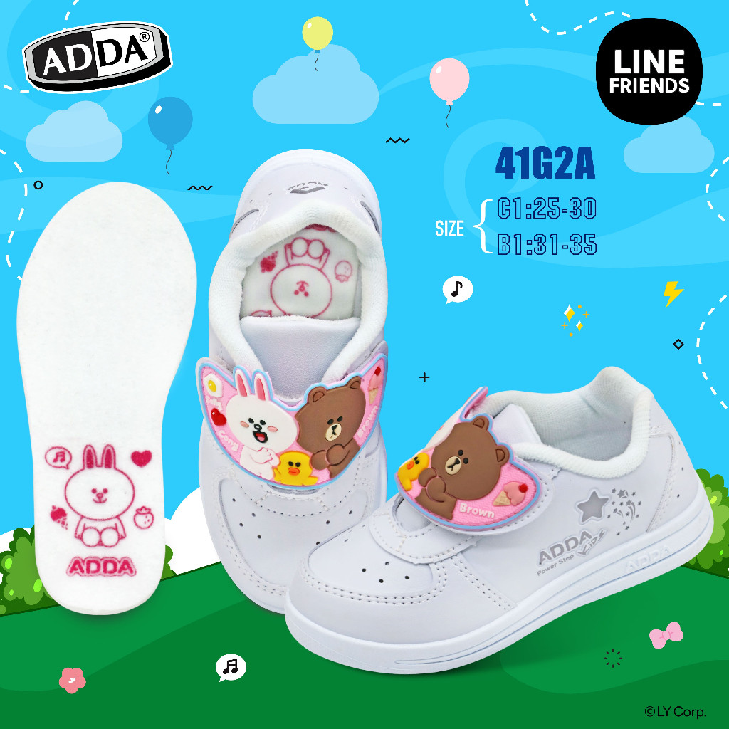 ADDA รองเท้านักเรียน สีขาว เด็กผู้หญิง ลาย Line FRIENDS รุ่น 41G2A ...