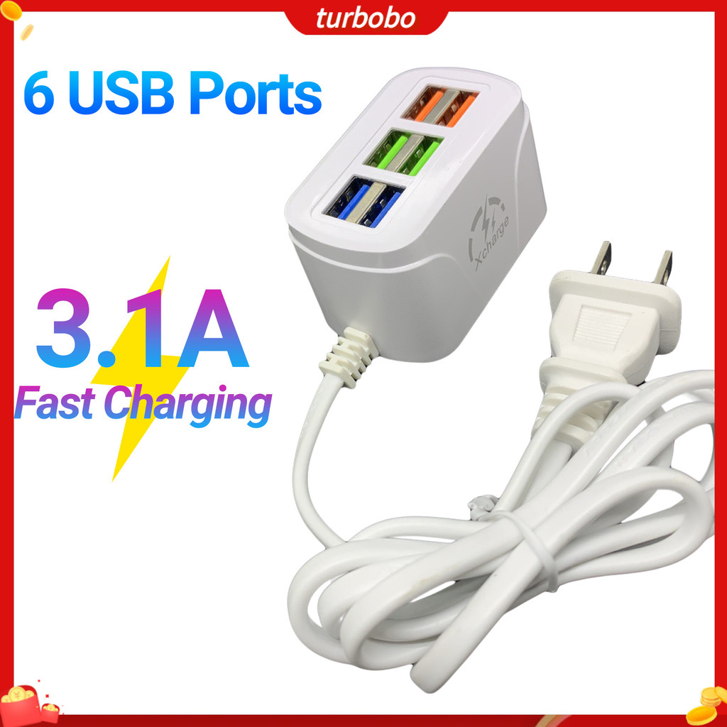 [turbobo] ซ็อกเก็ตขยายพาวเวอร์ซัพพลาย USB 6 พอร์ต น้ําหนักเบา | Shopee ...
