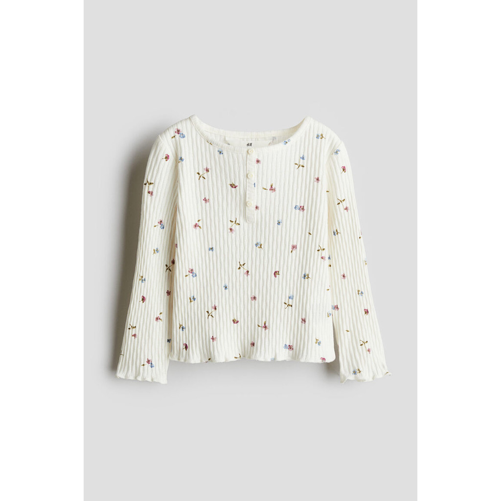 H&M(เอชแอนด์เอ็ม) Pointelle jersey top Girls Pointelle jersey top ...