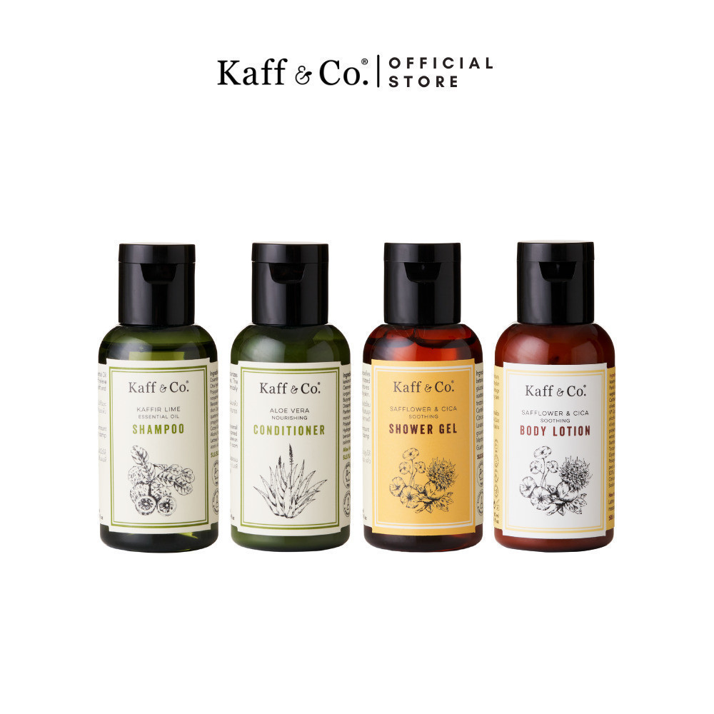 Kaff & Co. ชุดขนาดขนาดเดินทาง 40ml X4 แชมพู & ครีมนวดผม & เจลอาบน้ำ ...