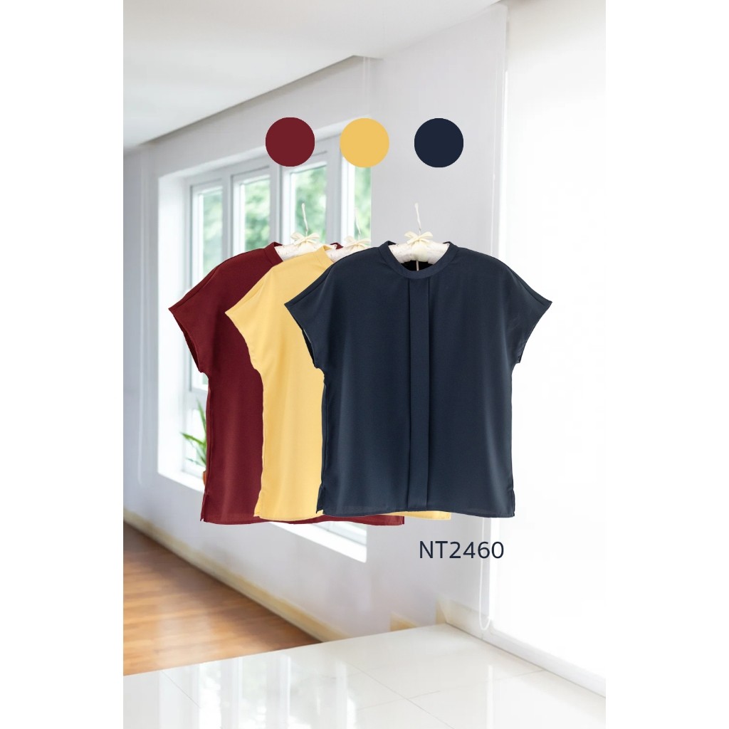 Narinari : NT2460 Placket Sleeveless Blouse เสื้อแขนล้ำคอกลม | Shopee Thailand