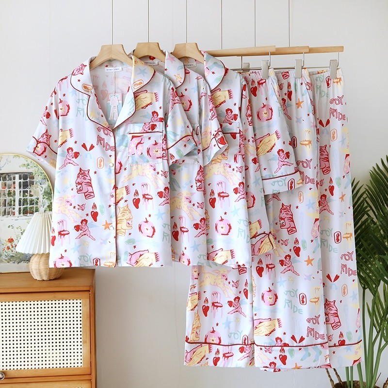 ชุดนอน Muslin Pajamas Silk Satin (N3167 T3167 P3167) | Shopee Thailand