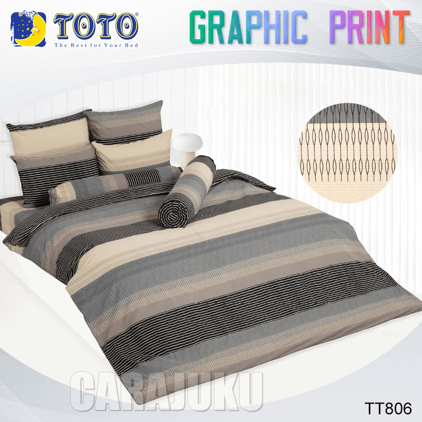 TOTO ชุดผ้าปูที่นอน 3.5ฟุต 5ฟุต 6ฟุต ลายกราฟฟิก Graphic TT806 สีน้ำตาล ลิขสิทธิ์แท้ #โตโต้ ...