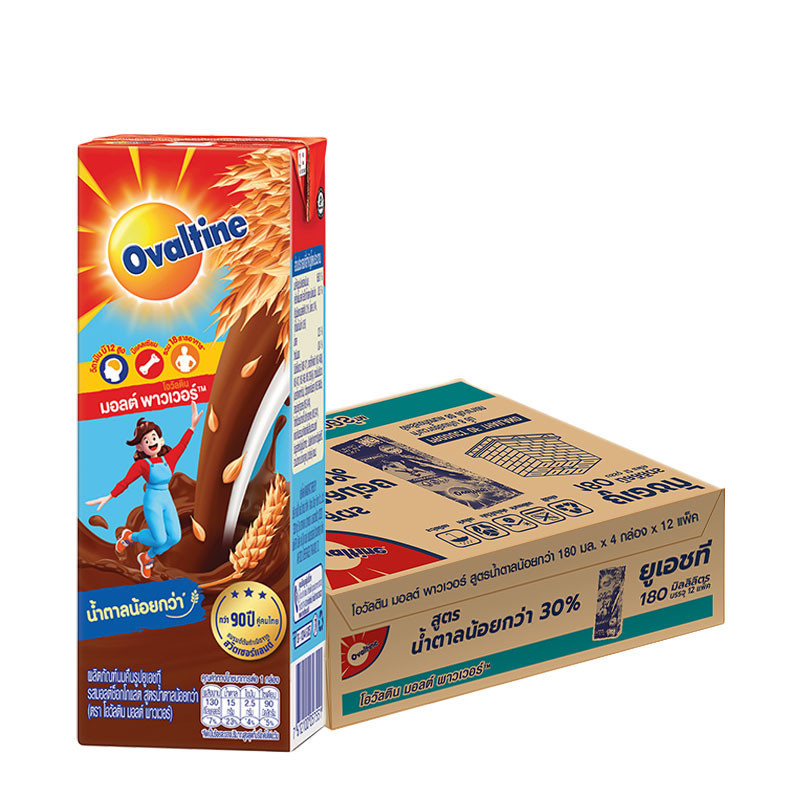ที รสมอลต์ช็อกโกแลต สูตรน้ำตาลน้อยกว่า 180 มล. X 48 OVALTINE CHOCOLATE MALT UHT LOW FAT 180 ML X ...