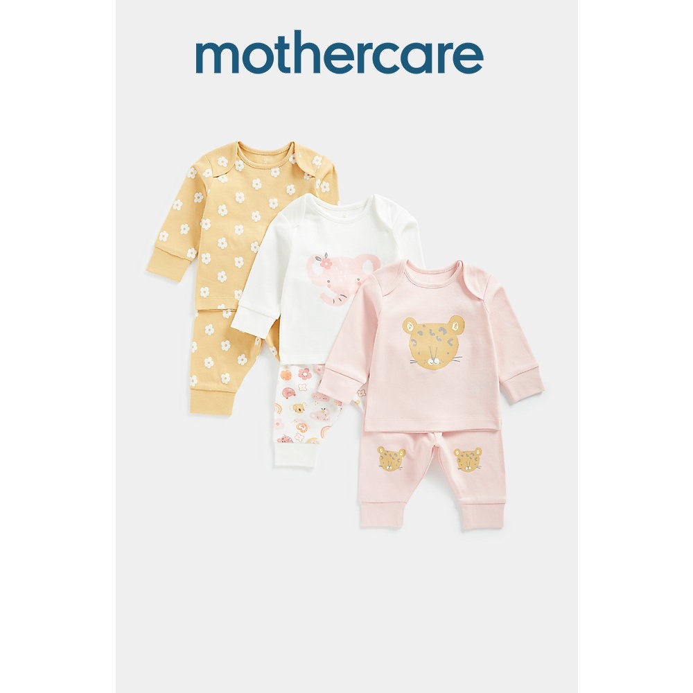 ชุดนอนเด็ก Mothercare Animal Faces Baby Pyjamas - 3 Pack FC108 | Shopee ...