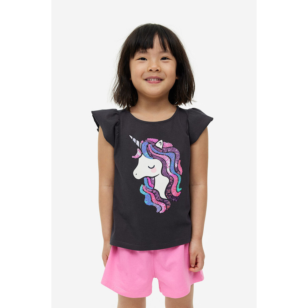 H&M Girl 2-piece motif-detail set 1066022_5 | Shopee Thailand