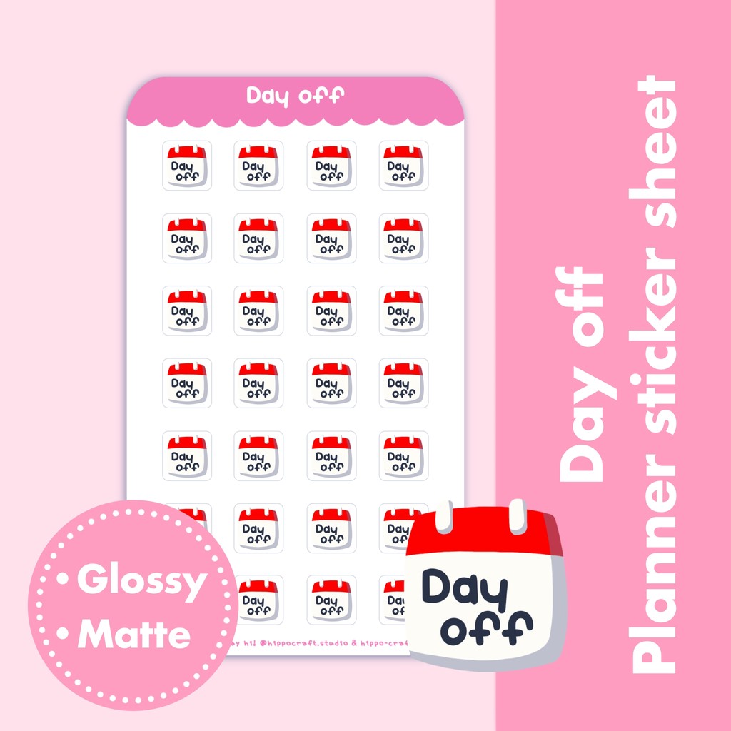 Day off | Planner sticker sheet วันหยุด แพลนเนอร์สติ๊กเกอร์ ขนาด 3.5x6 ...