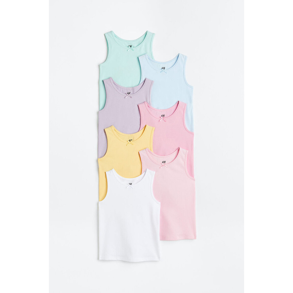 H&M Girl 7-pack cotton vest tops 1022771_3 | Shopee Thailand