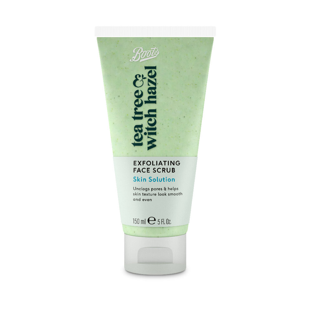 BOOTS TEA TREE & WITCH HAZEL บู๊ทส์ เอ็กซ์โฟลิเอท เฟซ สครับ บีวีไอ ...