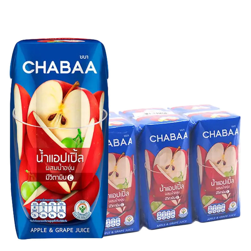 ชบา น้ำแอปเปิ้ลผสมองุ่น 40% 180 มล. x 6 CHABAA Apple Juice Mixed Grape ...