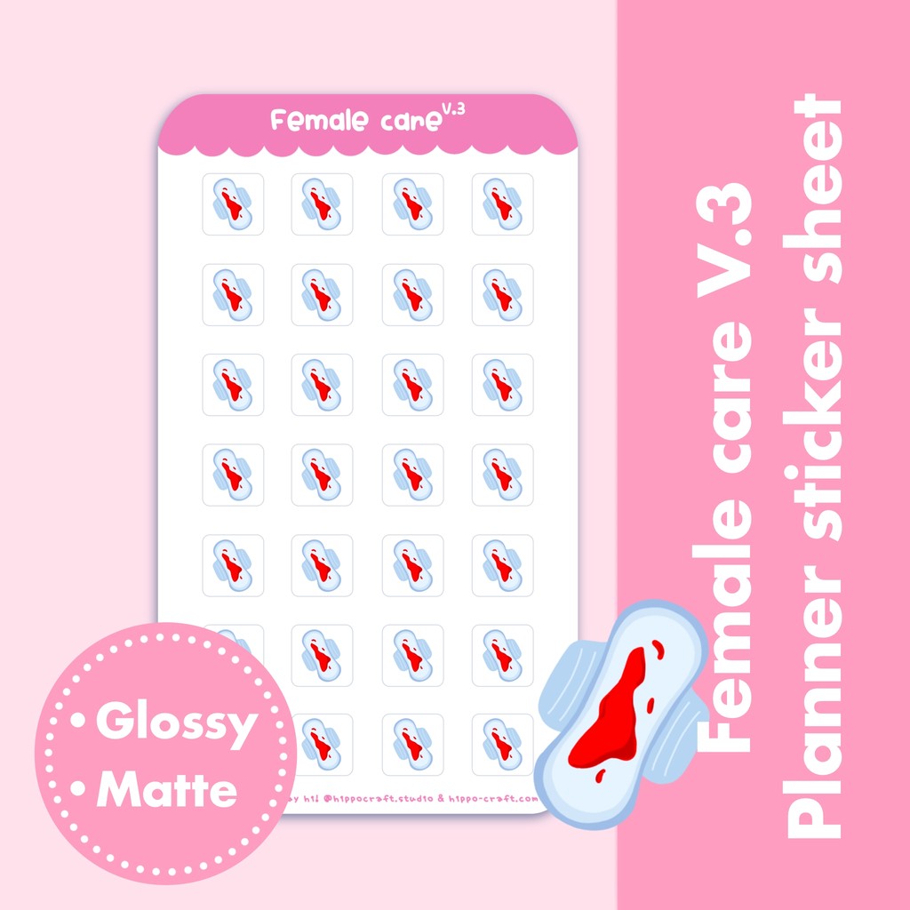 Female care V3 Planner sticker sheet สติ๊กเกอร์ไดคัท วันนั้นของเดือน ...
