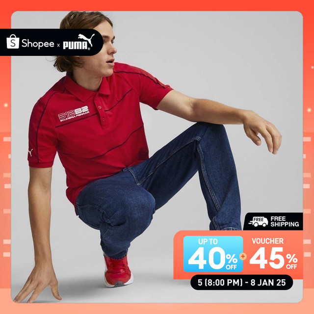 PUMA AUTO - เสื้อเชิ้ตโปโลผู้ชาย Scuderia Ferrari Race Polo Shirt สีแดง ...